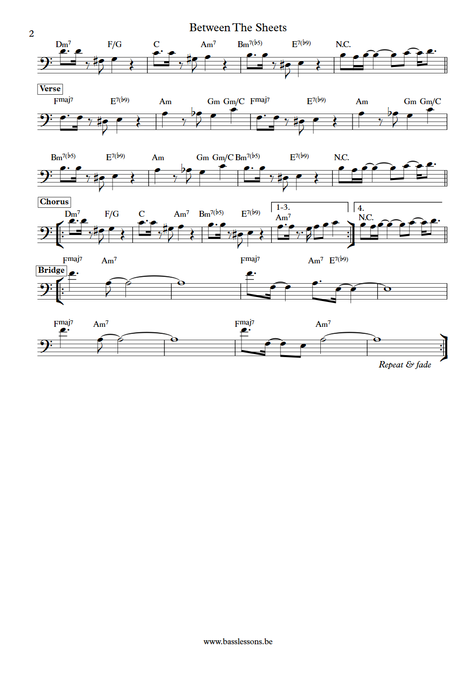 The Isley Brothers - Between The Sheets | Bas Transcriptie | Marvin Isley