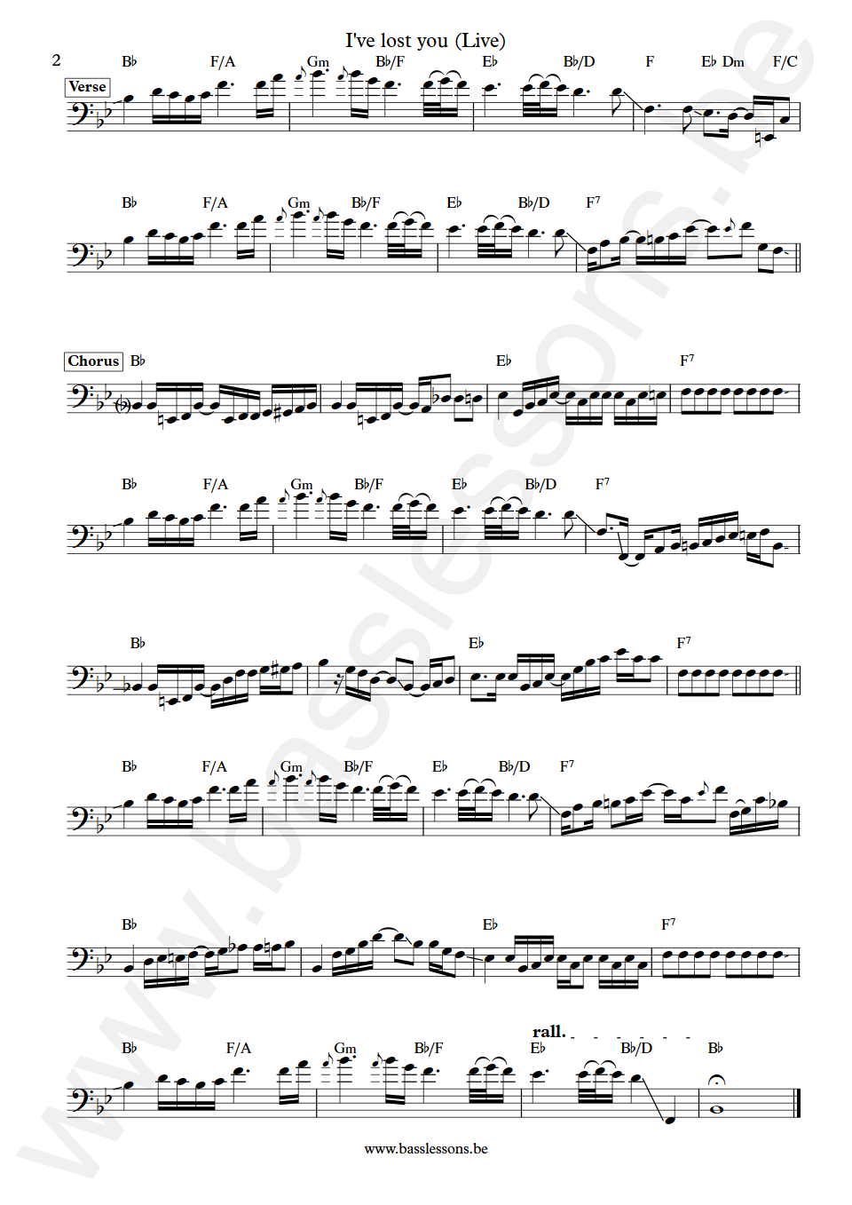 Elvis Presley - I've lost you (Live) | Bas Transcriptie | Jerry Scheff