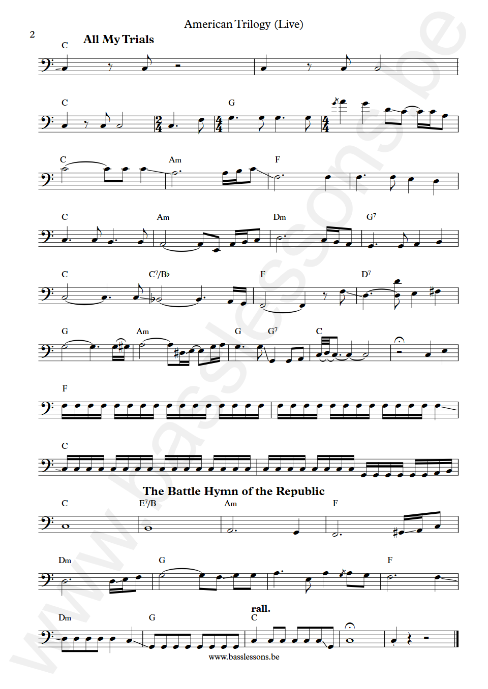 Elvis Presley - American Trilogy (Live) | Bas Transcriptie | Jerry Scheff