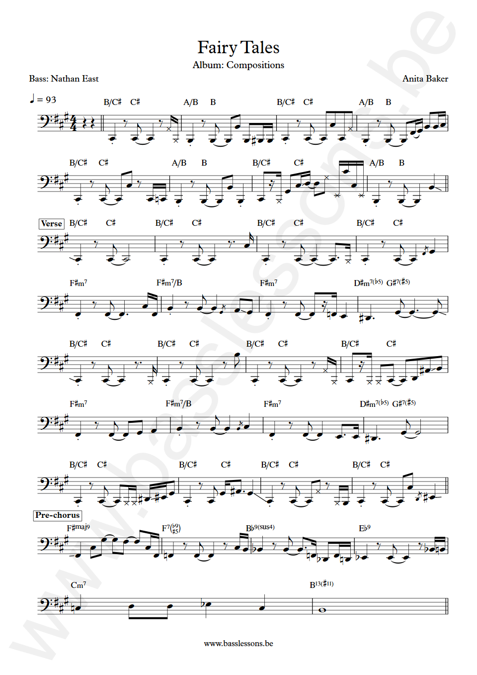 Anita Baker - Fairy Tales | Bas Transcriptie | Nathan East