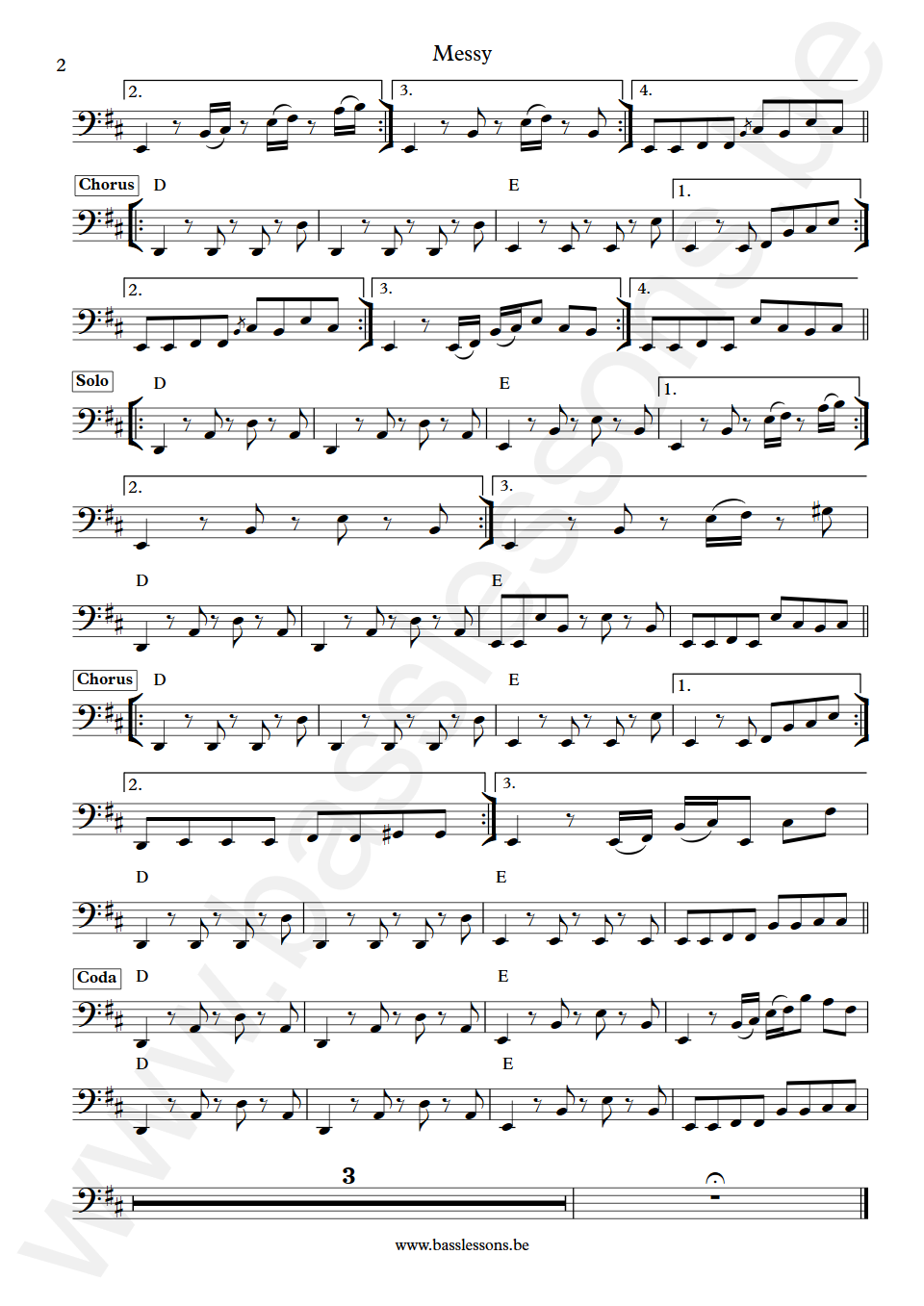 Lola Young - Messy | Bas Transcriptie | Jared Solomon